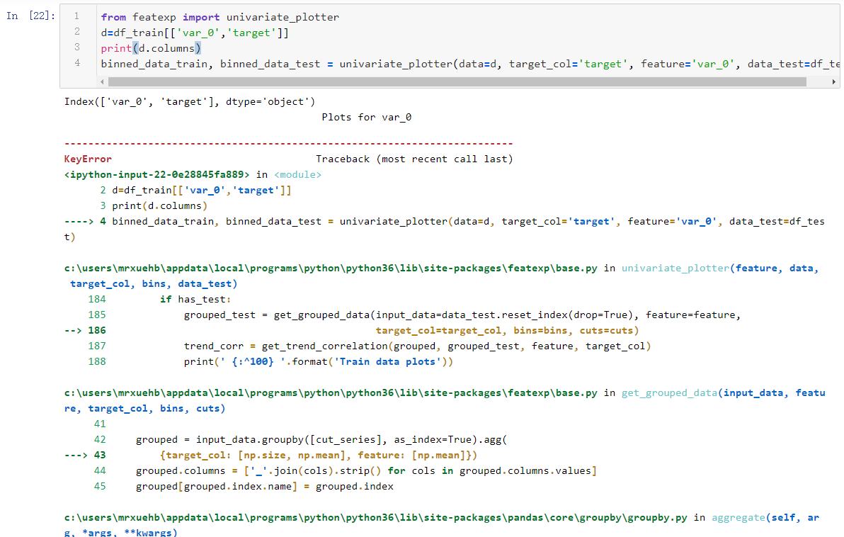 KeyError: "Column 'target' does not exist!" · Issue #13 · abhayspawar/featexp · GitHub