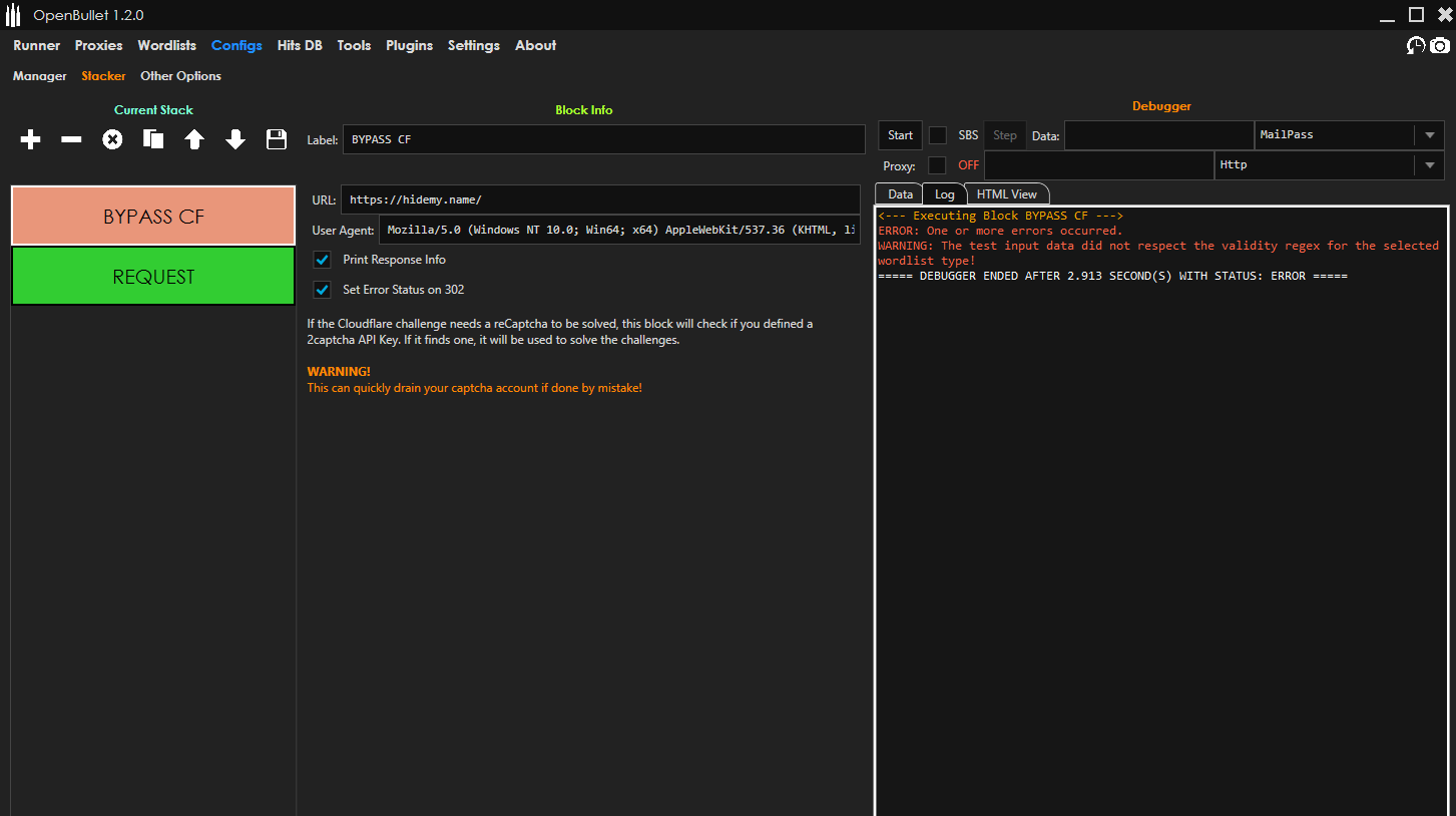 [BUG] CF Bypass not working · Issue #516 · openbullet/openbullet · GitHub