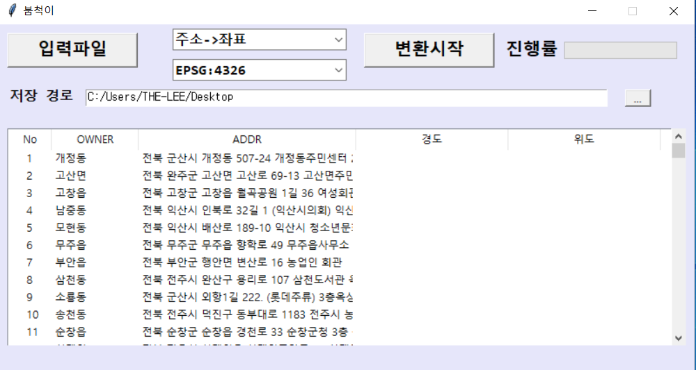 GitHub - lcw3176/shpConverter: 좌표를 주소 혹은 주소를 좌표로 변환 후 shp 파일 생성