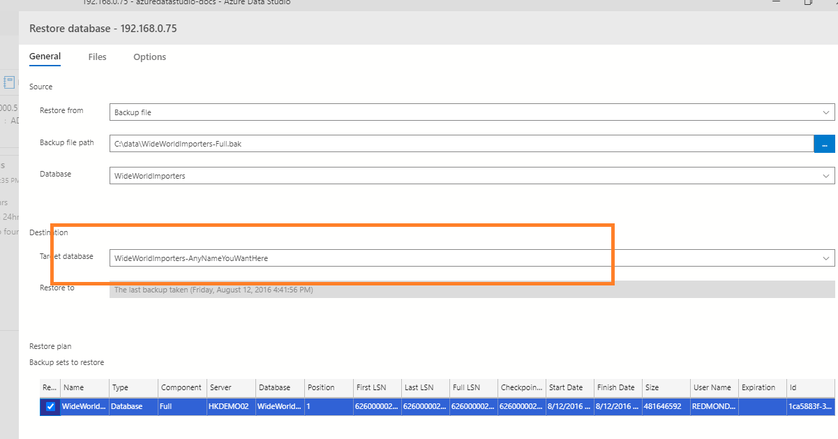 Add support for new database and restore DB directly from BAK · Issue #14362 · microsoft ...