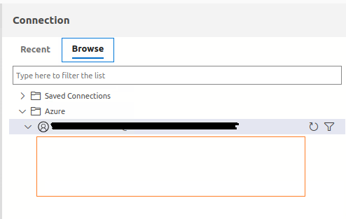 Connection dialog "Azure Browse" should say "No resources" when nothing ...