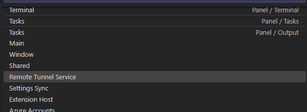 Open View command shows "Remote Tunnel Service" view · Issue #24561 · microsoft/azuredatastudio ...