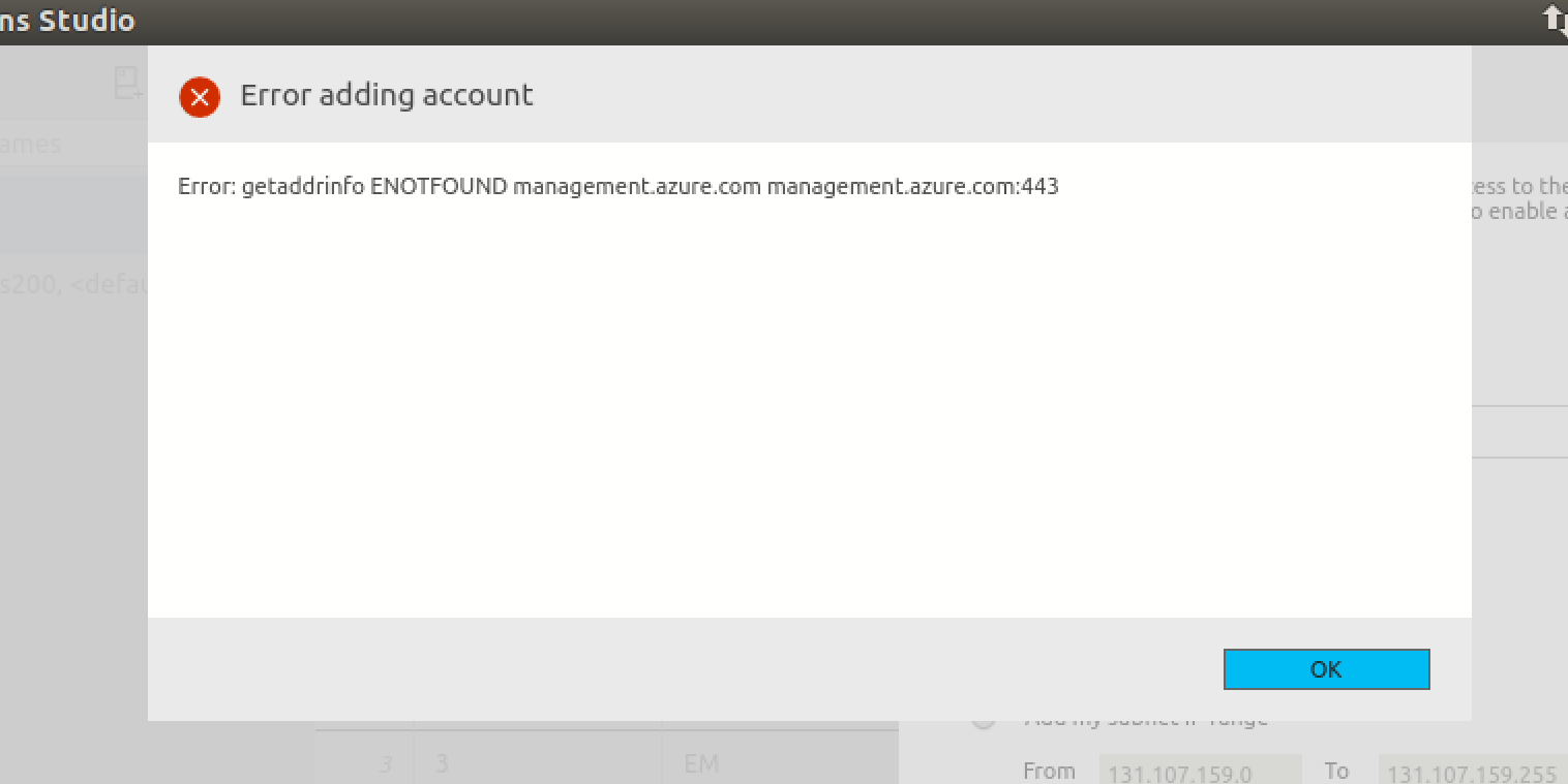 Add Azure Account errors with management.azure.com ENOTFOUND · Issue #353 · microsoft ...