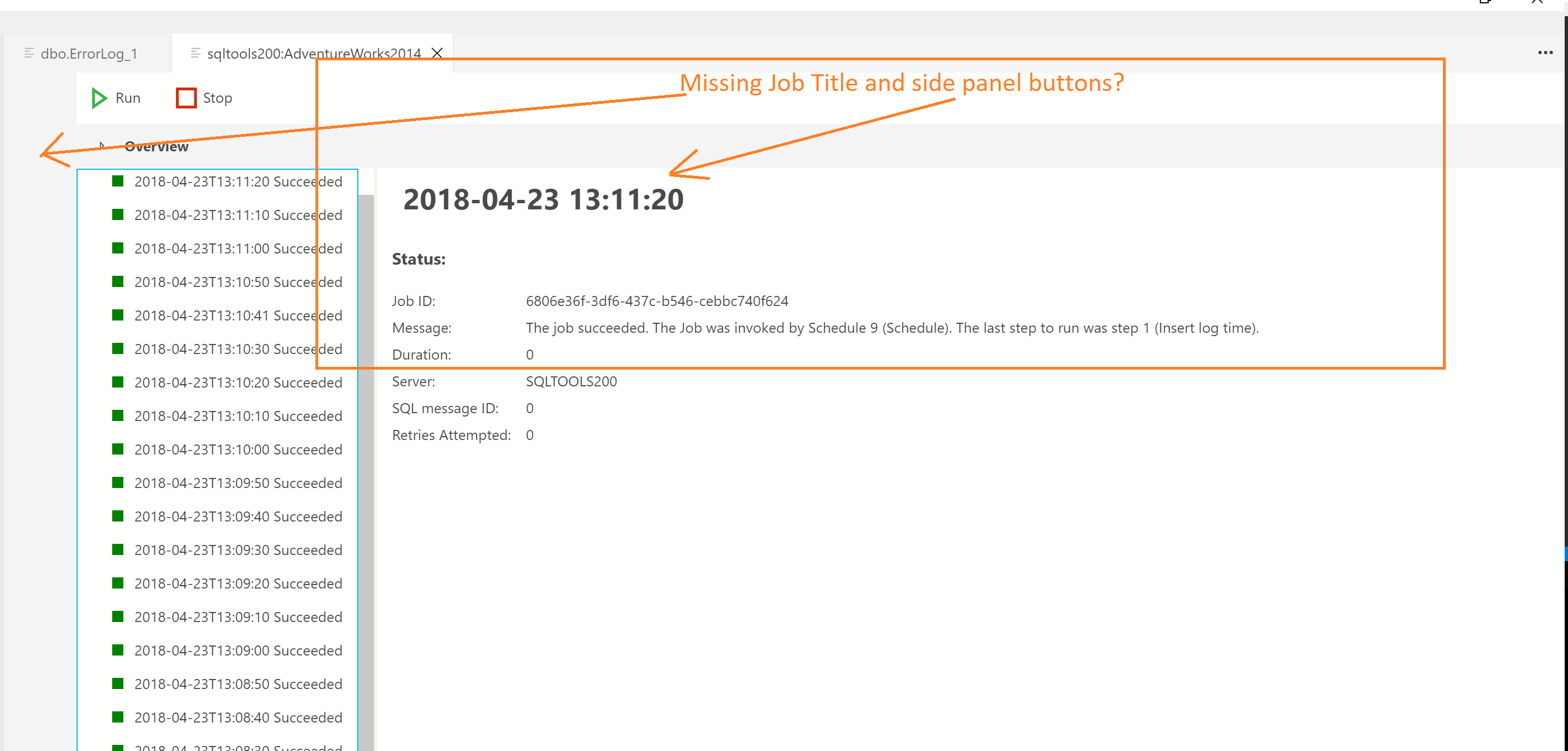 SQL Agent extension Job History doesn't handle tab navigation properly · Issue #1217 · microsoft ...