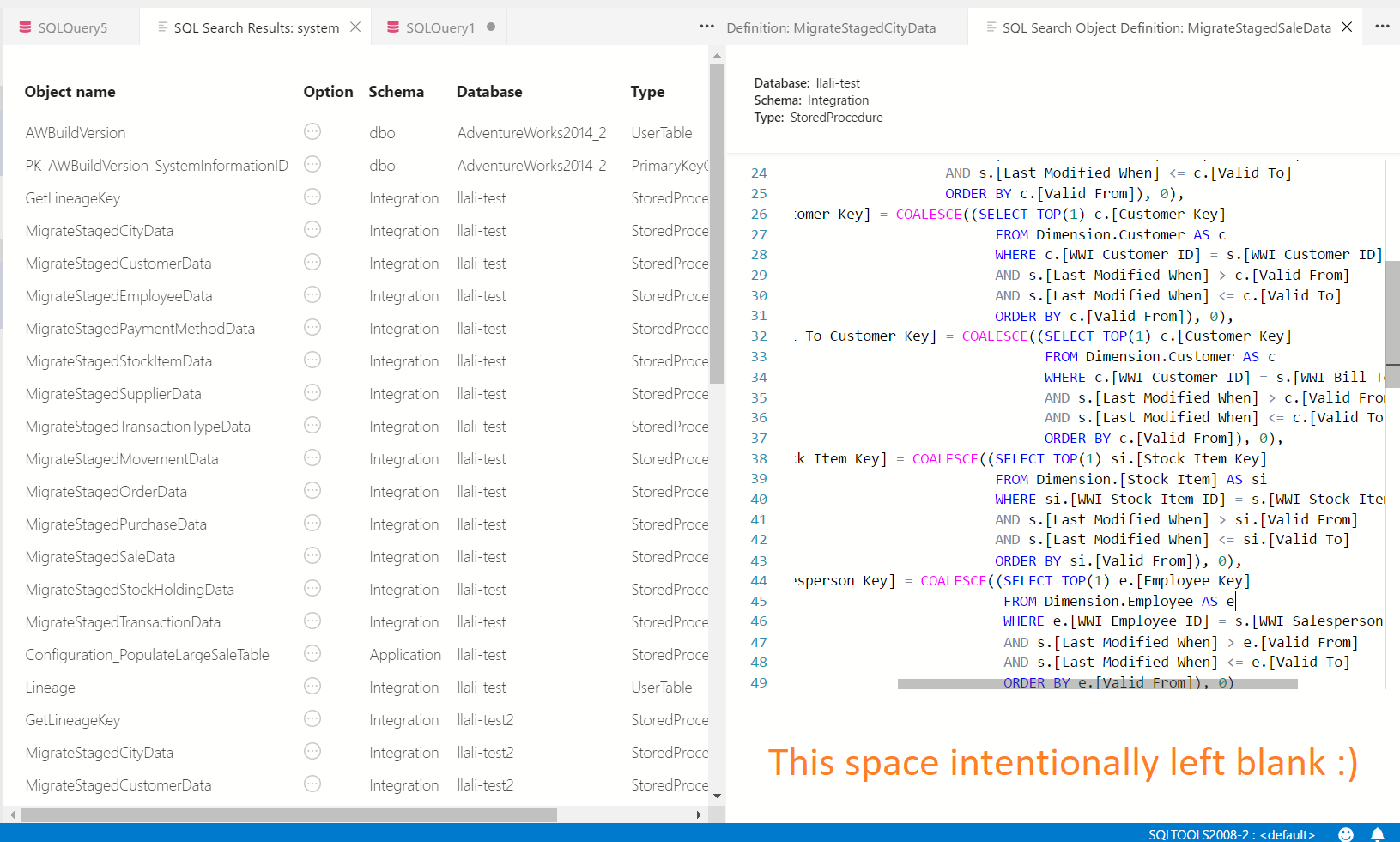 SQL Search "View definition" SQL editor doesn't fill available space · Issue #1 · red-gate ...