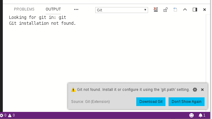 Don't show "Git not found" error message · Issue #1962 · microsoft/azuredatastudio · GitHub