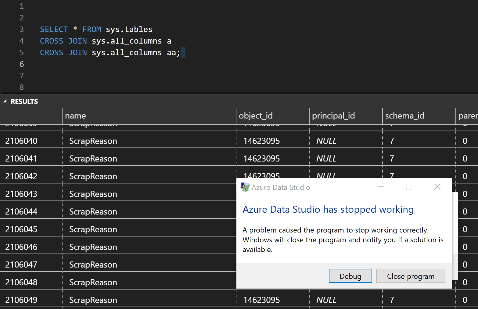SELECT ALL on large resultset freezes & crashes ADS · Issue #3392 ...