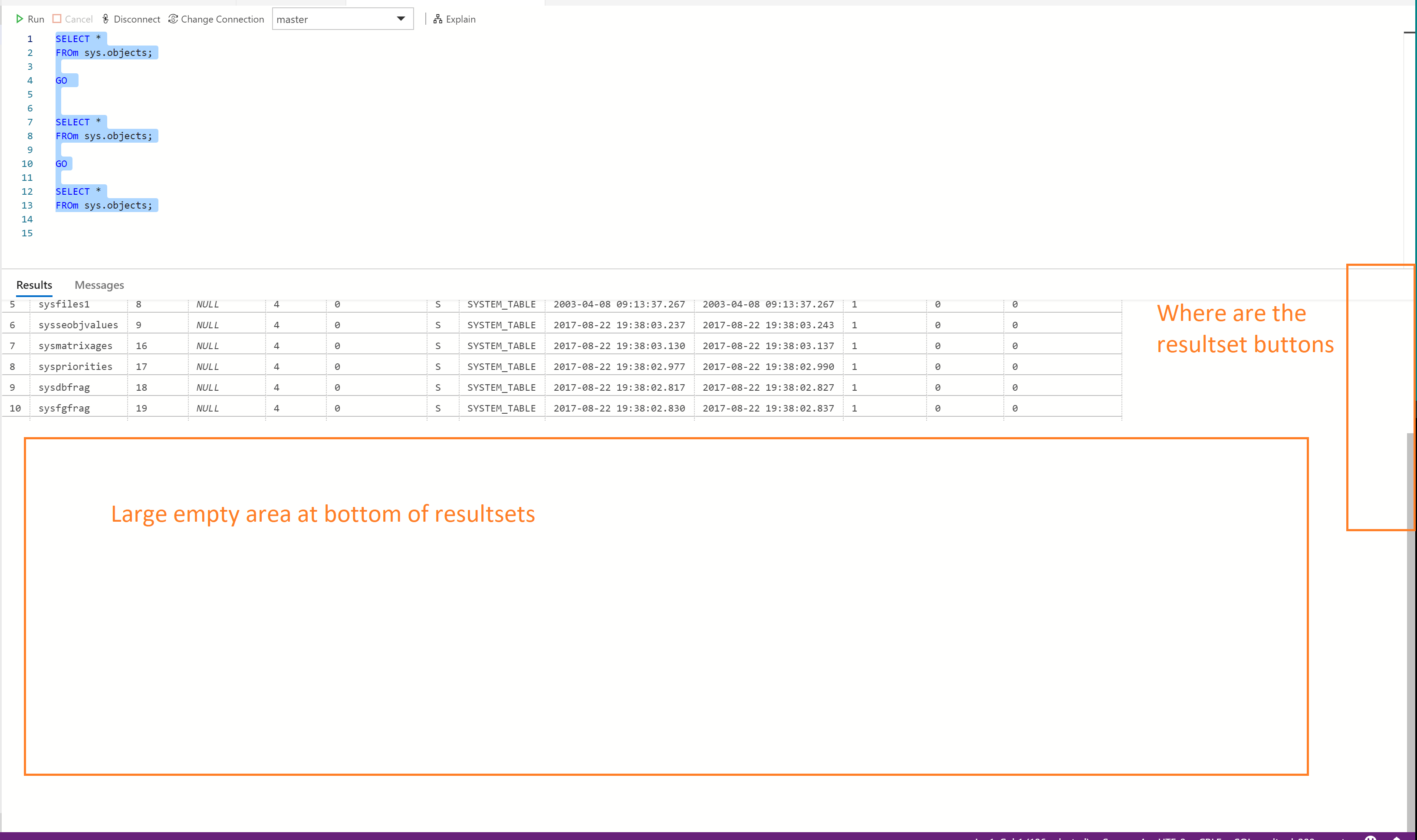 Query editor results pane content sizing messed up with multiple resultsets · Issue #5866 ...