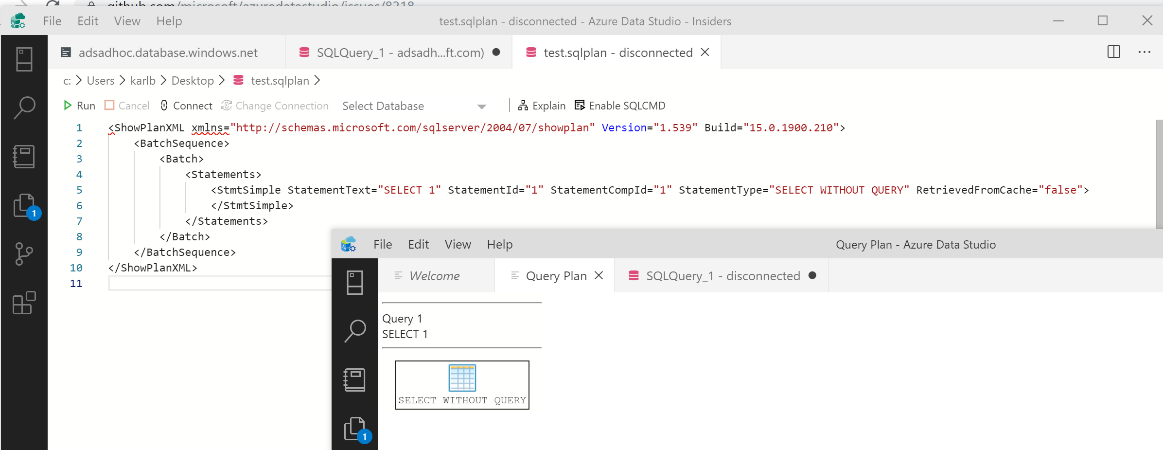 SQLPLAN files no longer open with custom editor · Issue #8479 · microsoft/azuredatastudio · GitHub