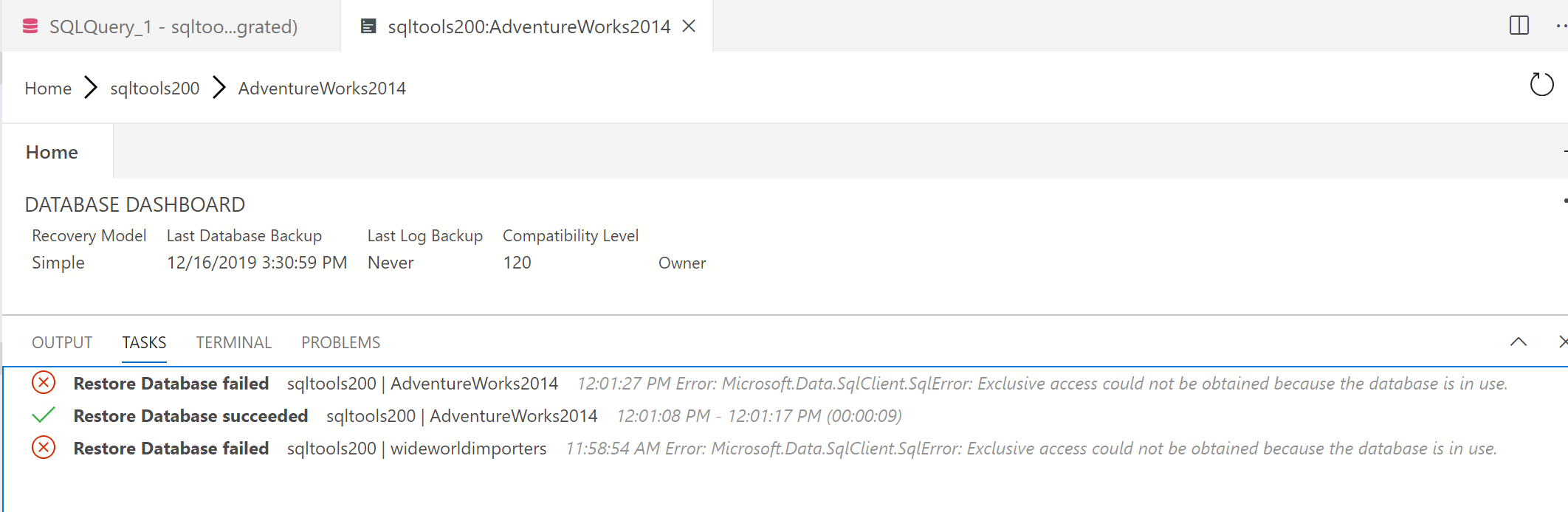 Dashboard Db Page Is Breaking Restore By Locking Database · Issue 9129 · Microsoft 8526