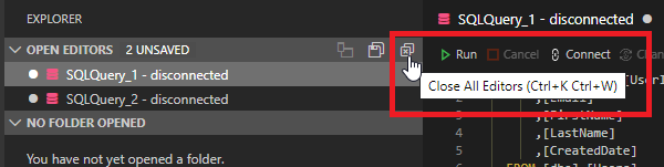 Close all tabs without saving · Issue #10190 · microsoft/azuredatastudio · GitHub