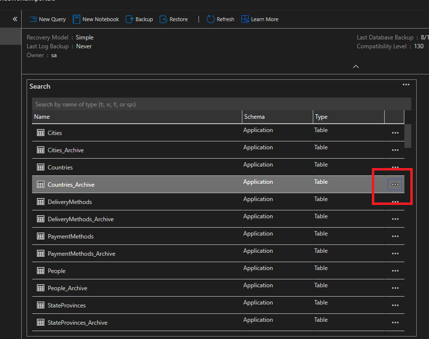 Dashboard 'Tables' table '...' doesn't do anything · Issue #10736 · microsoft/azuredatastudio ...