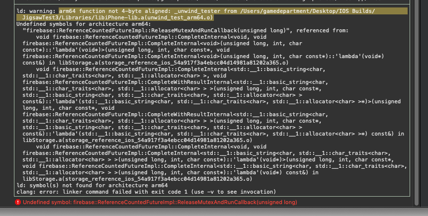 Undefined Symbol Firebase Referencecountedfutureimpl Releasemutexandruncallback Unsigned Long