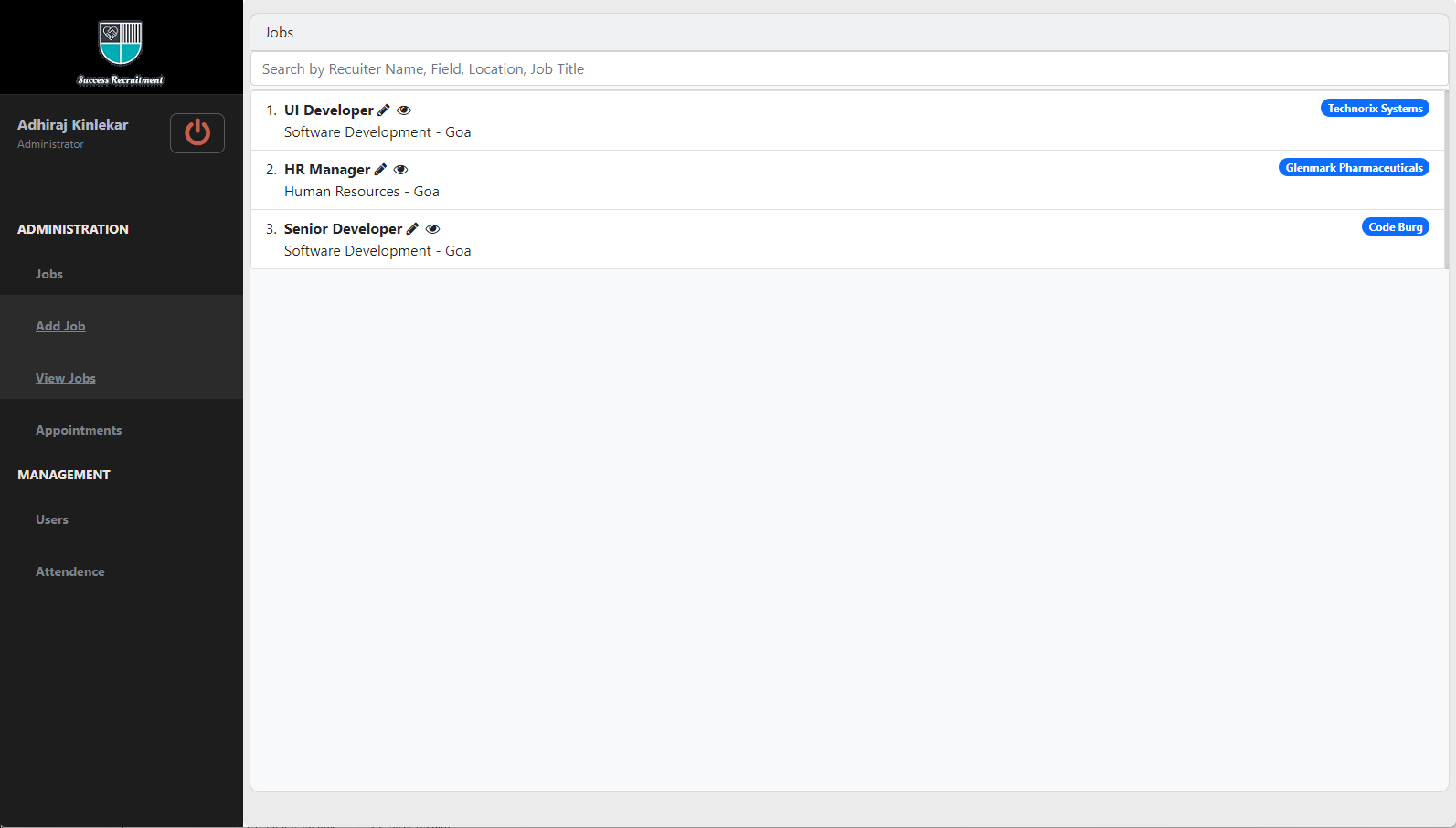 GitHub - adhirajkinlekar/SuccessRecruitment-API: Business Management Application built using ...