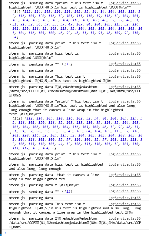Terminal: Rendering error when background colour flows over multiple ...