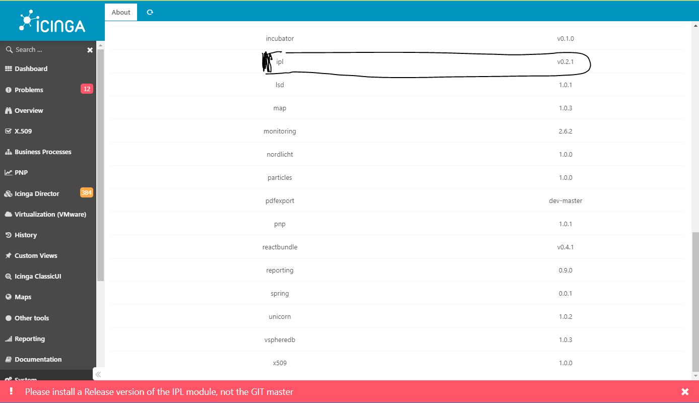 Persistent message "Please install a Release version of the IPL module, not the GIT master ...