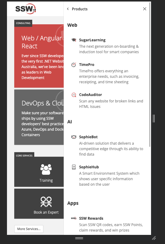 ♻️ Megamenu | Replace with a good menu · Issue #65 · SSWConsulting/SSW.Website · GitHub