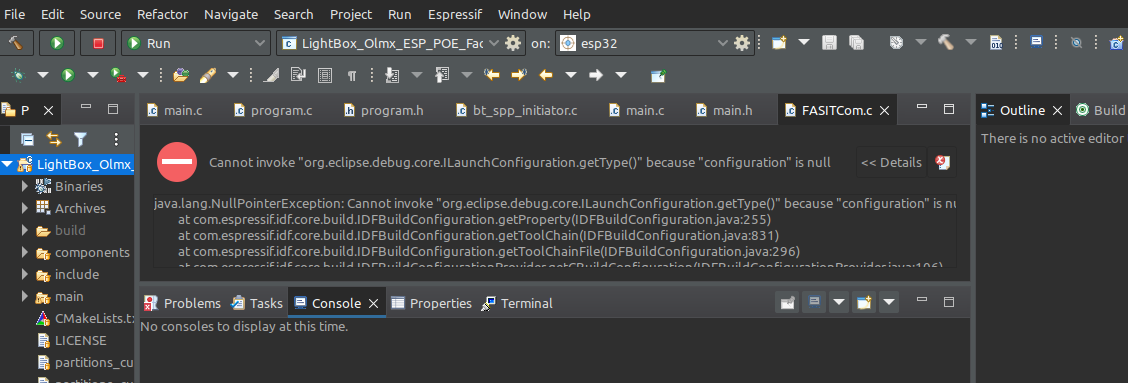 At Execution Espressif Ide Getting Cannot Invoke Reilaunchconfiguration 