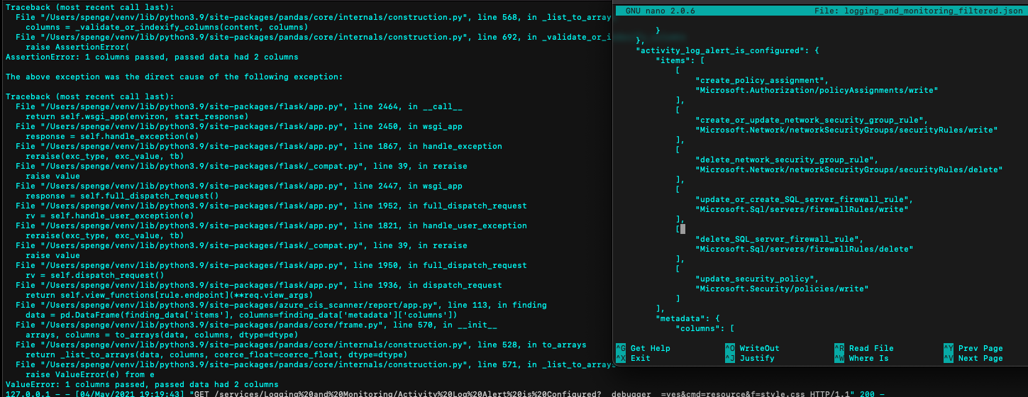 AssertionError: 1 Columns passed, passed data had 2 columns · Issue #13 · kbroughton/azure_cis ...