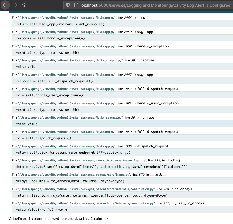 AssertionError: 1 Columns passed, passed data had 2 columns · Issue #13 · kbroughton/azure_cis ...