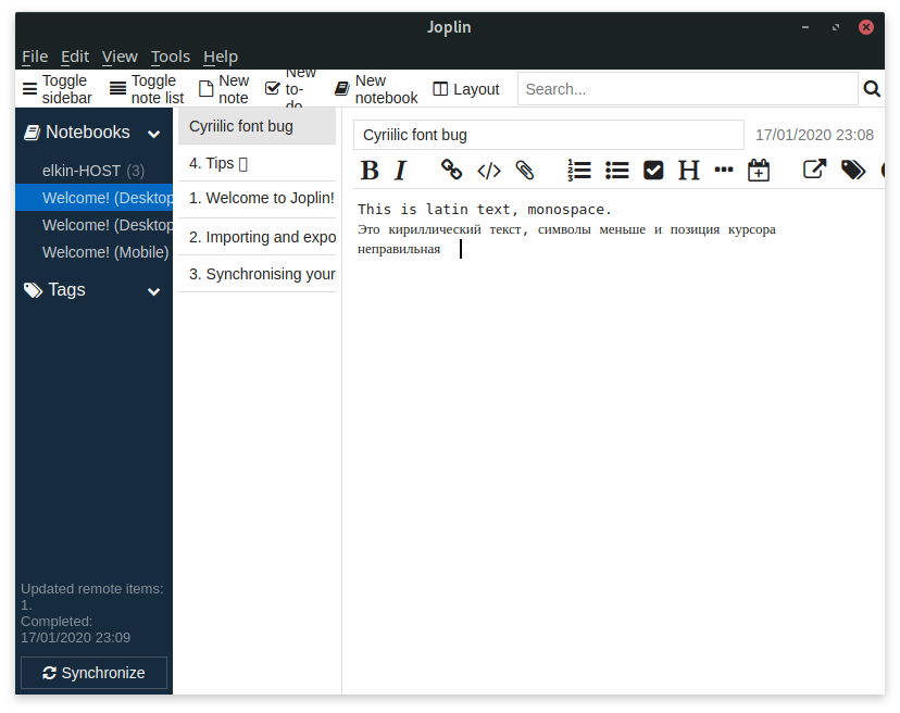 Cyrillic letters shows using non-monospace font in the editor · Issue #2309 · laurent22/joplin ...