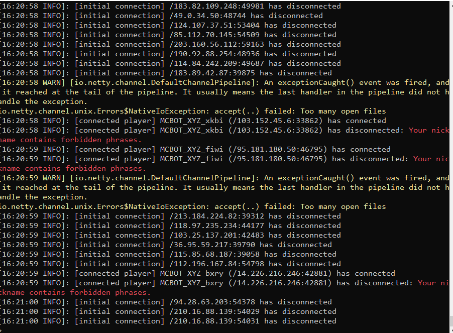 Maybe a netty error (the proxy stop accepting connections) · Issue #558 · PaperMC/Velocity · GitHub