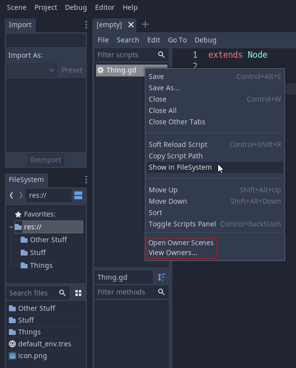 Add "Open Owner Scenes" to Script editor panel's context menu · Issue #1487 · godotengine/godot ...