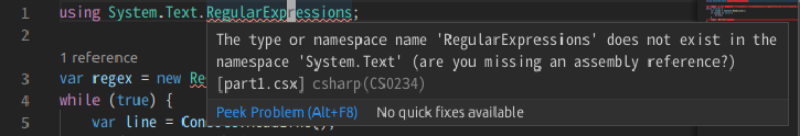 System.Text.RegularExpressions does not exist in .csx files · Issue #4274 · dotnet/vscode-csharp ...