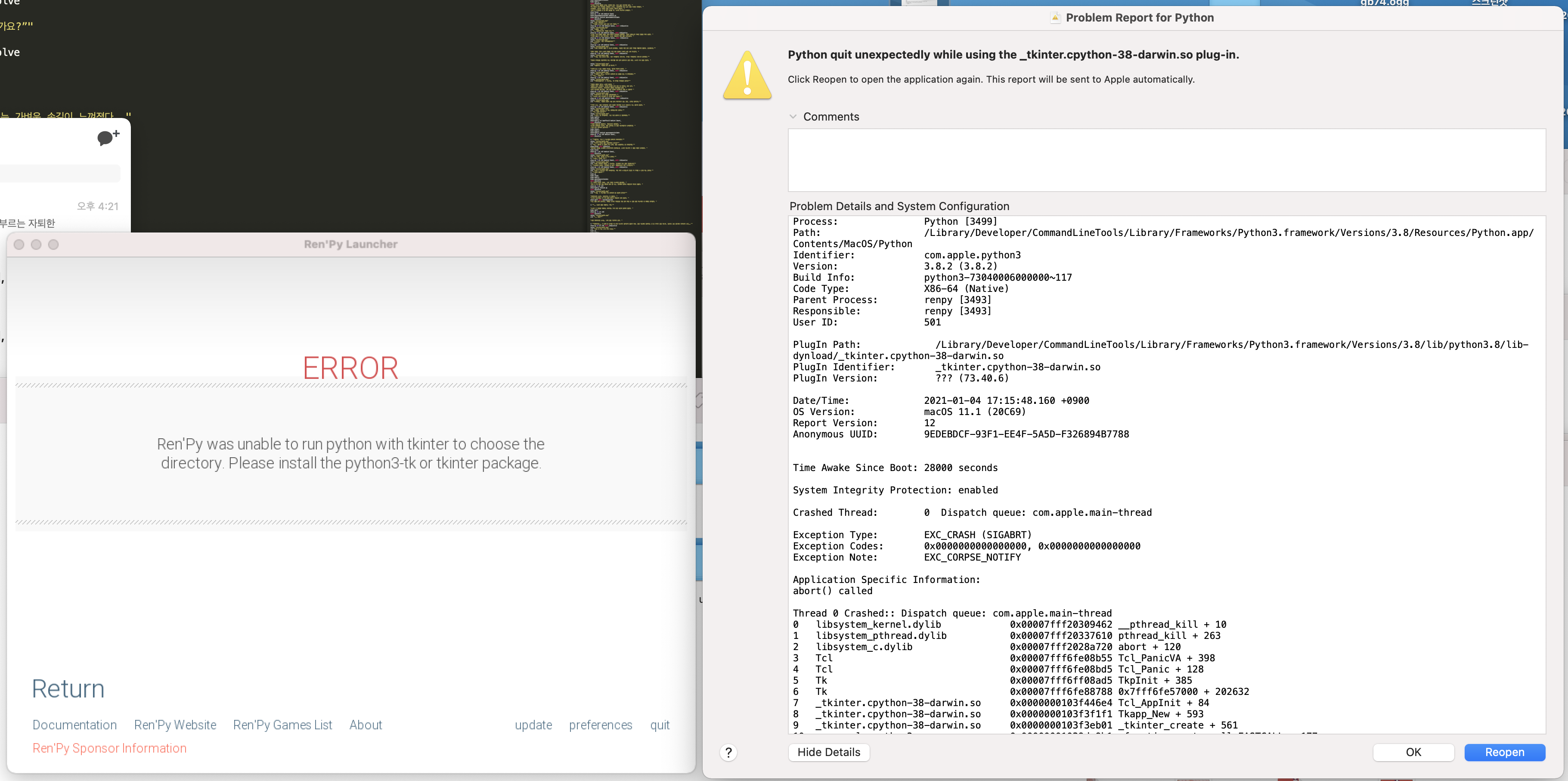 [7.4.0] Python quit unexpectedly while using the _tkinter.cpython-38 ...