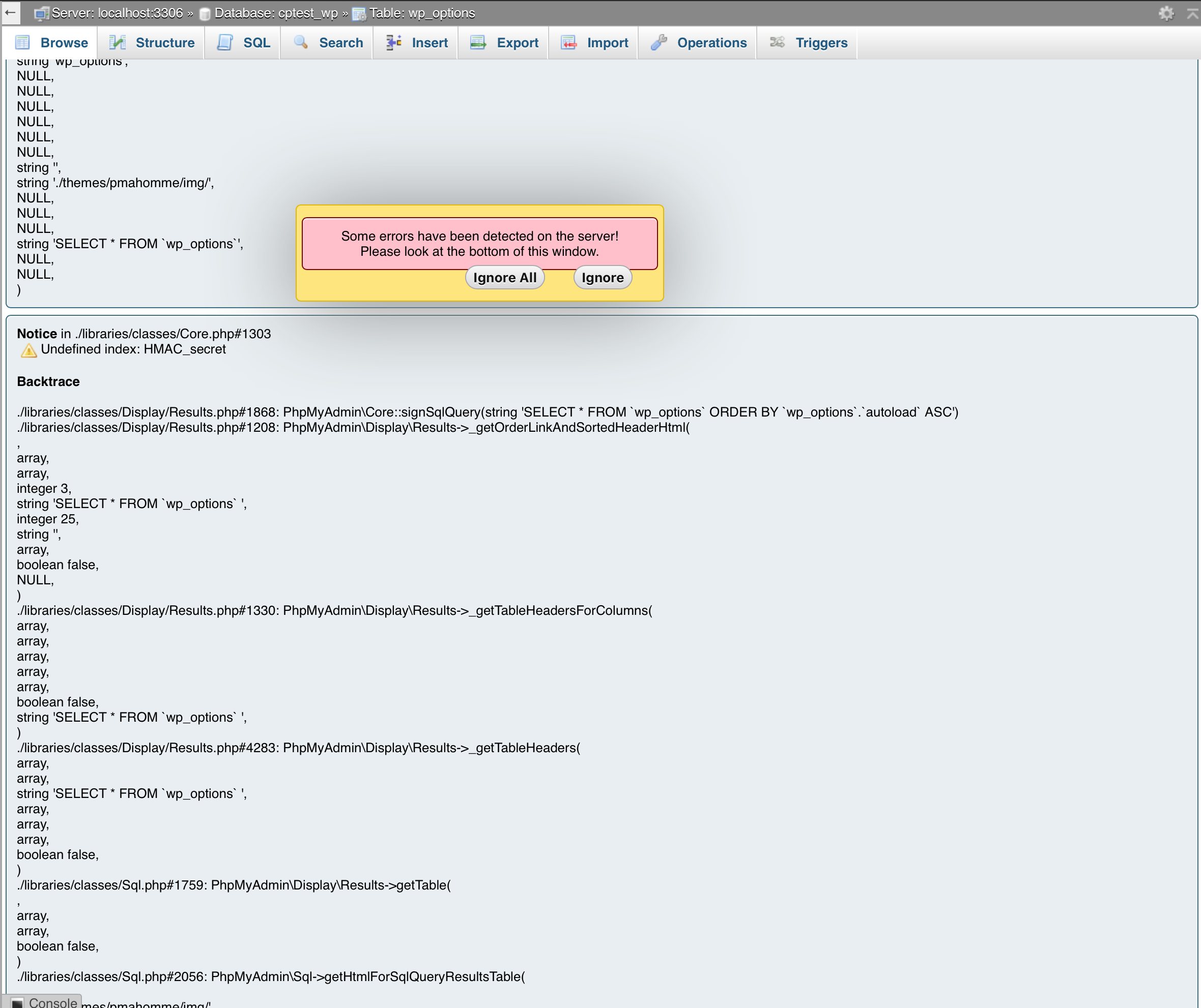 Undefined index HMAC_secret when accessing phpMyAdmin after update (to 4.4.9.4-1) with same ...