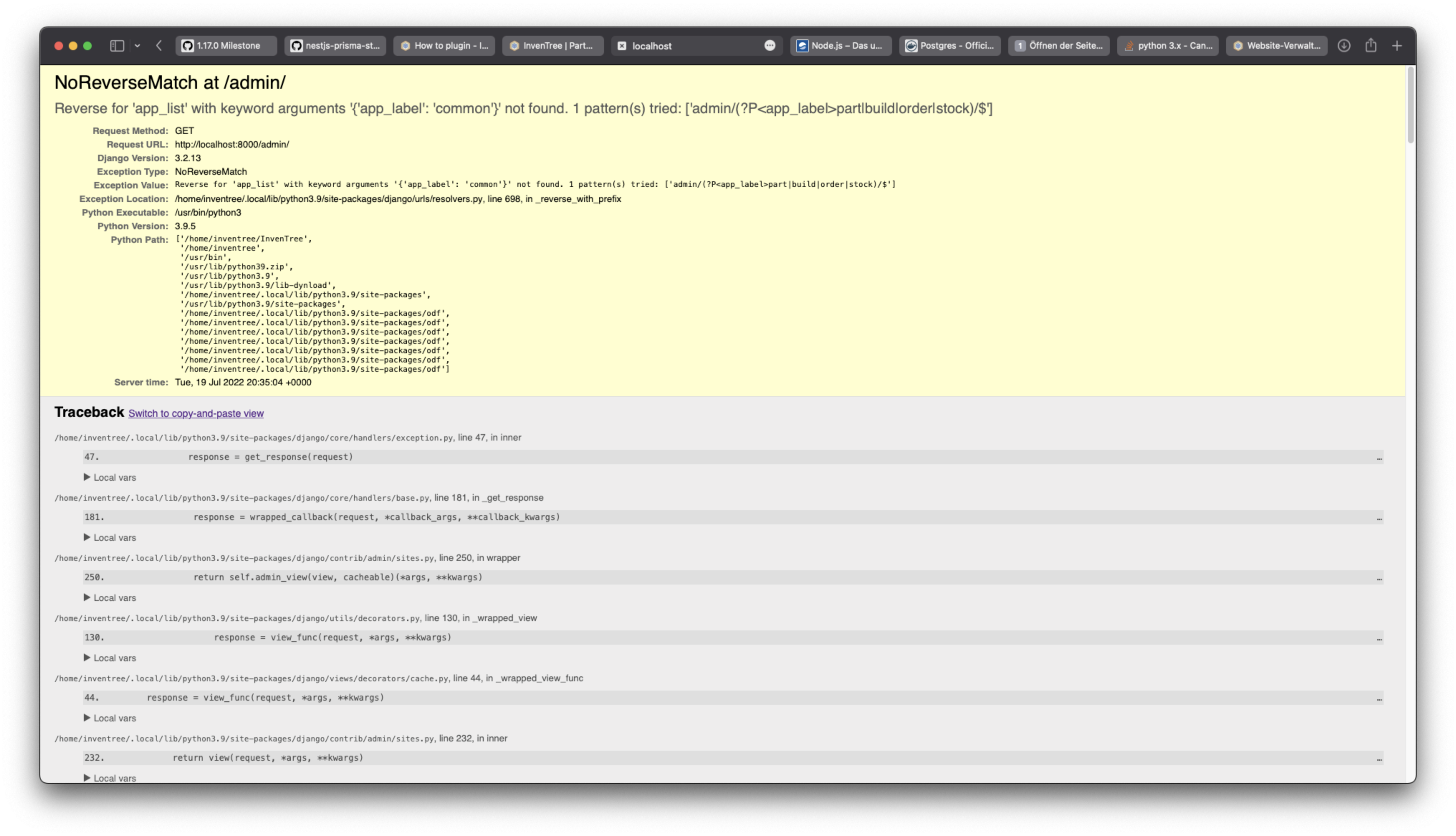 [BUG] Internal Server Error · Issue #3355 · inventree/InvenTree · GitHub