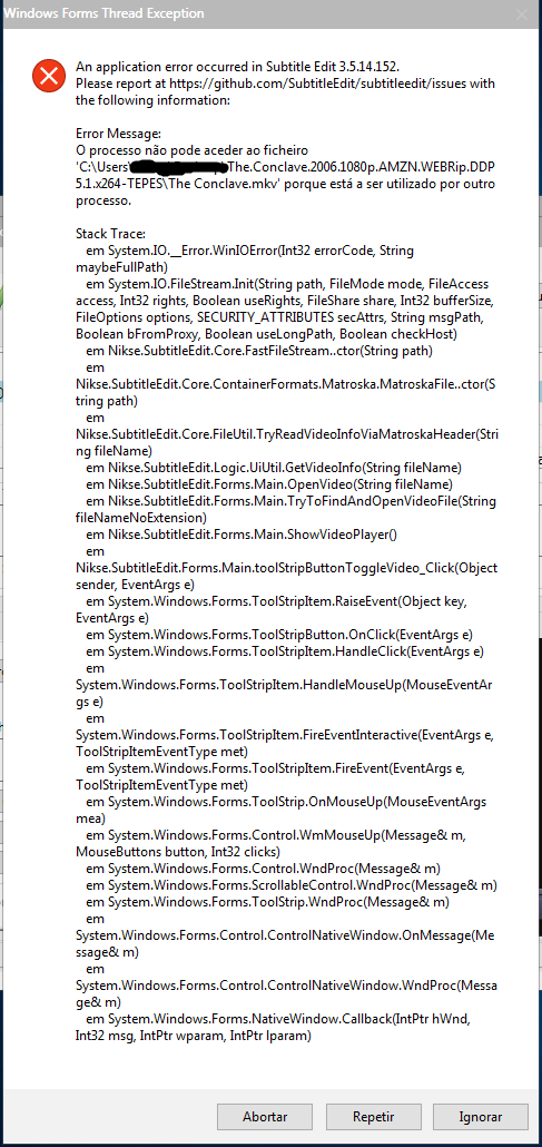 [bug] Crash - The process cannot access the file because it is being ...
