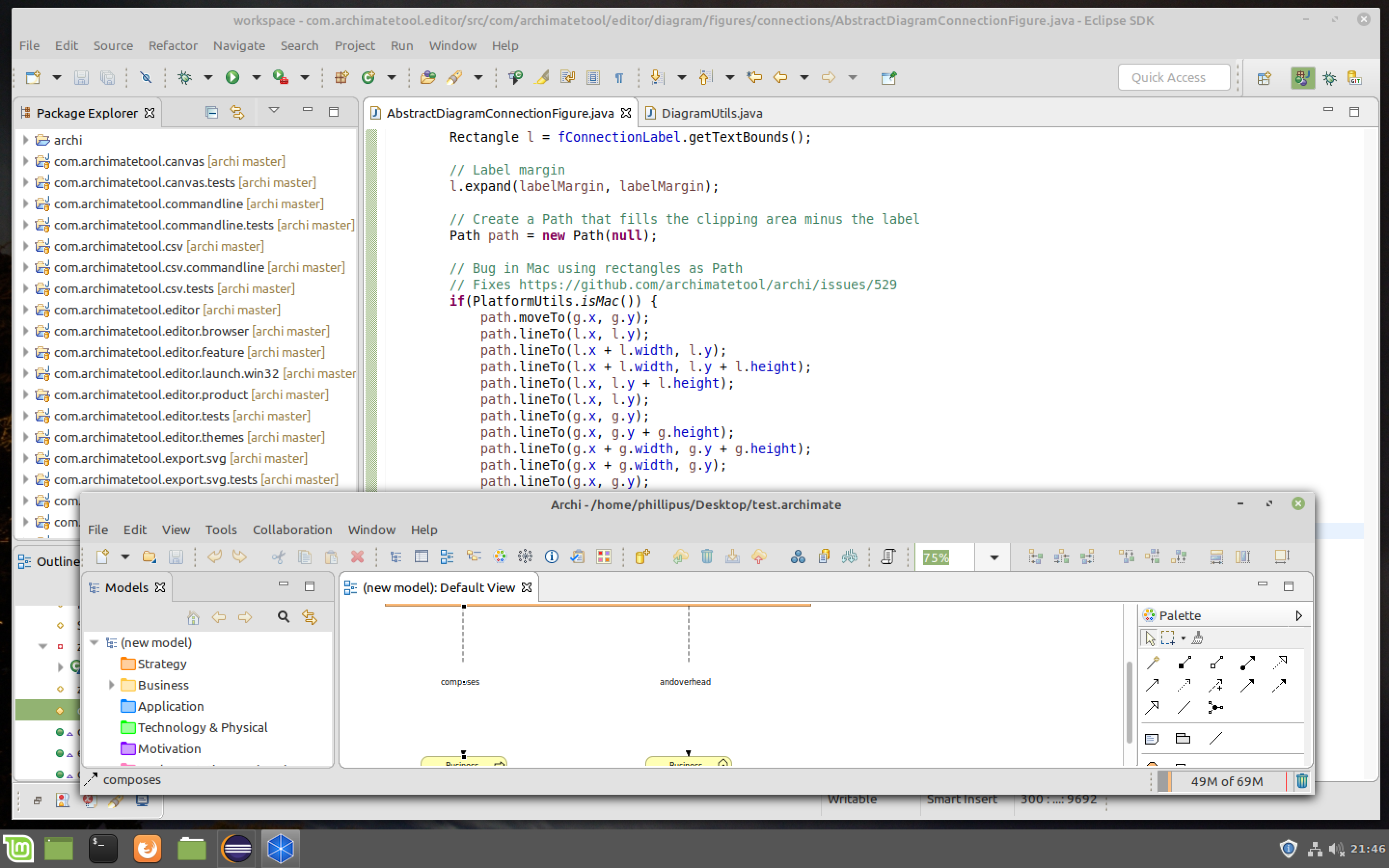 [Linux] Relations not fully drawn if label visible · Issue #568 · archimatetool/archi · GitHub