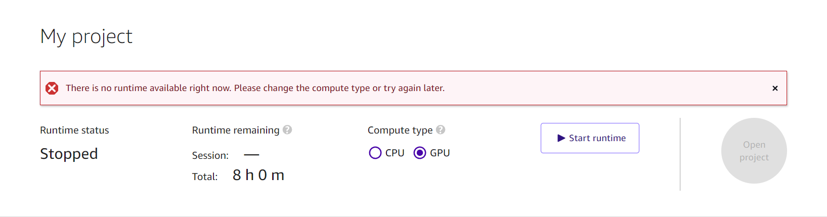 GPU runtime unavailable · Issue #141 · aws/studio-lab-examples · GitHub