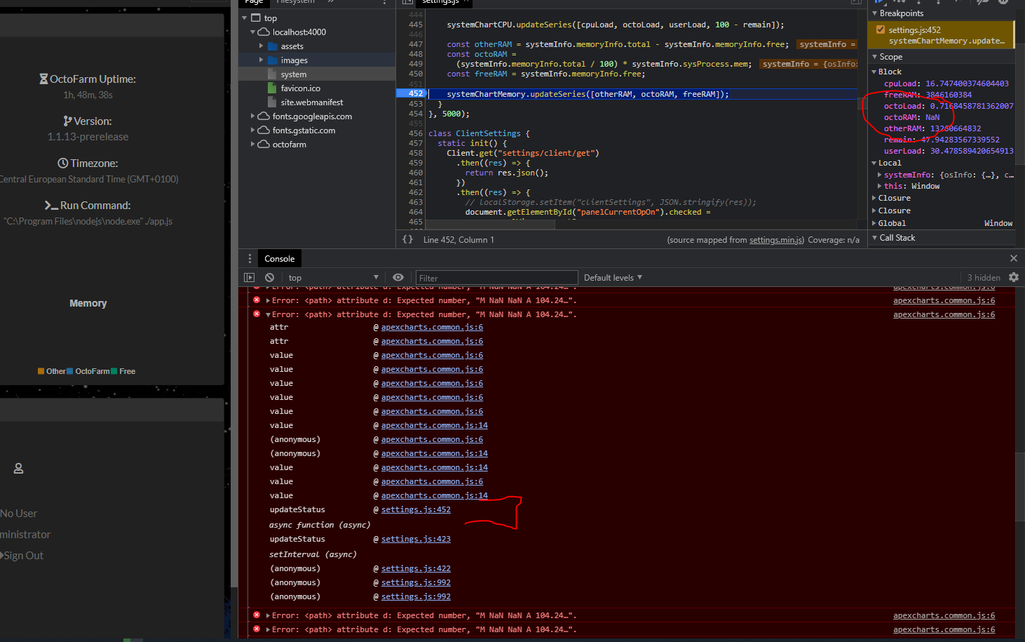 Settings Memory pie chart svg error · Issue #378 · OctoFarm/OctoFarm ...