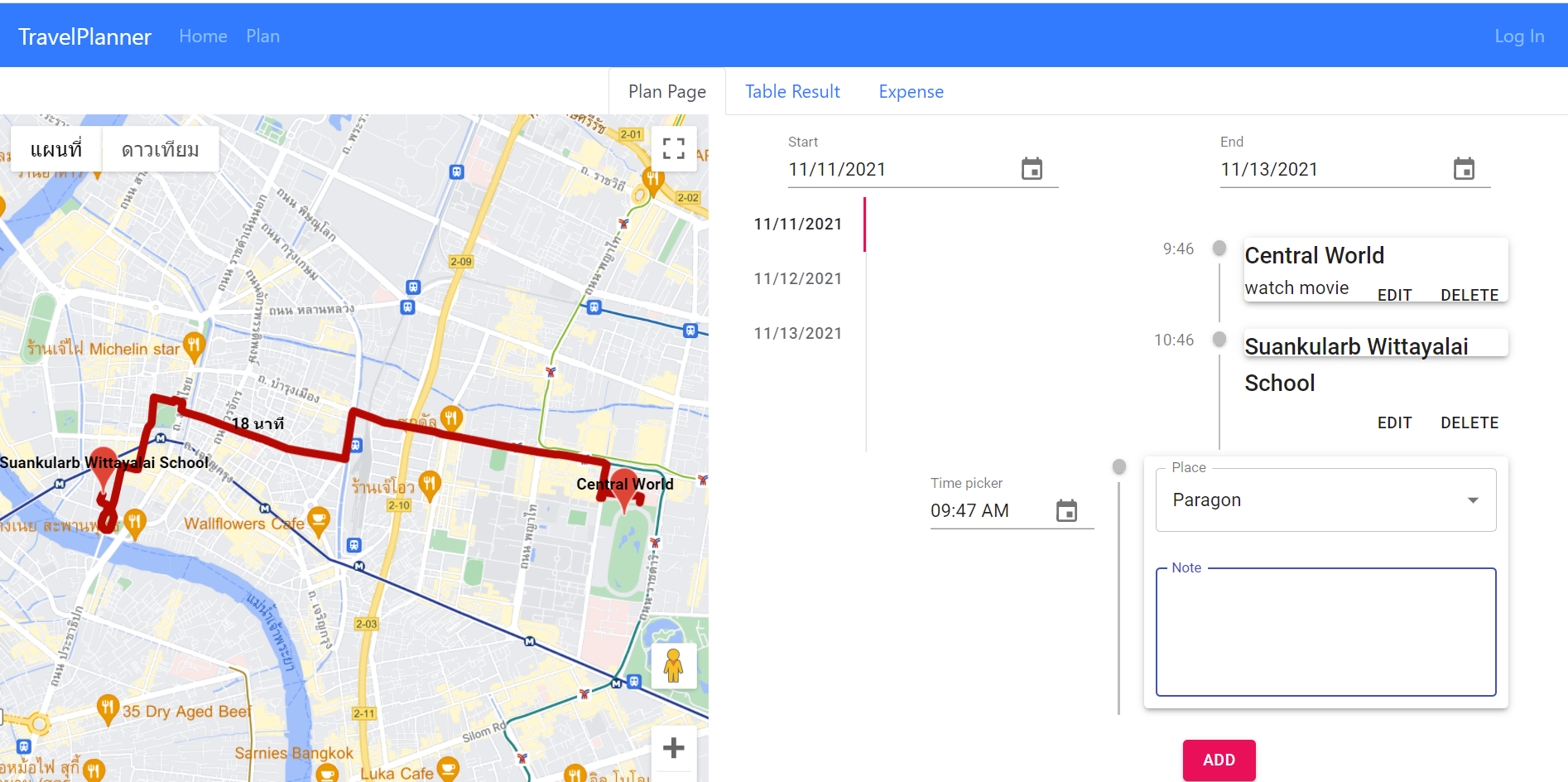 GitHub - shane53386/Travel-Planner: Website for helping user to plan ...