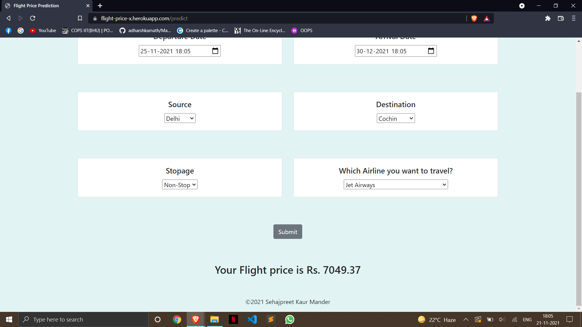GitHub - sehajmander12/Flight-price-prediction
