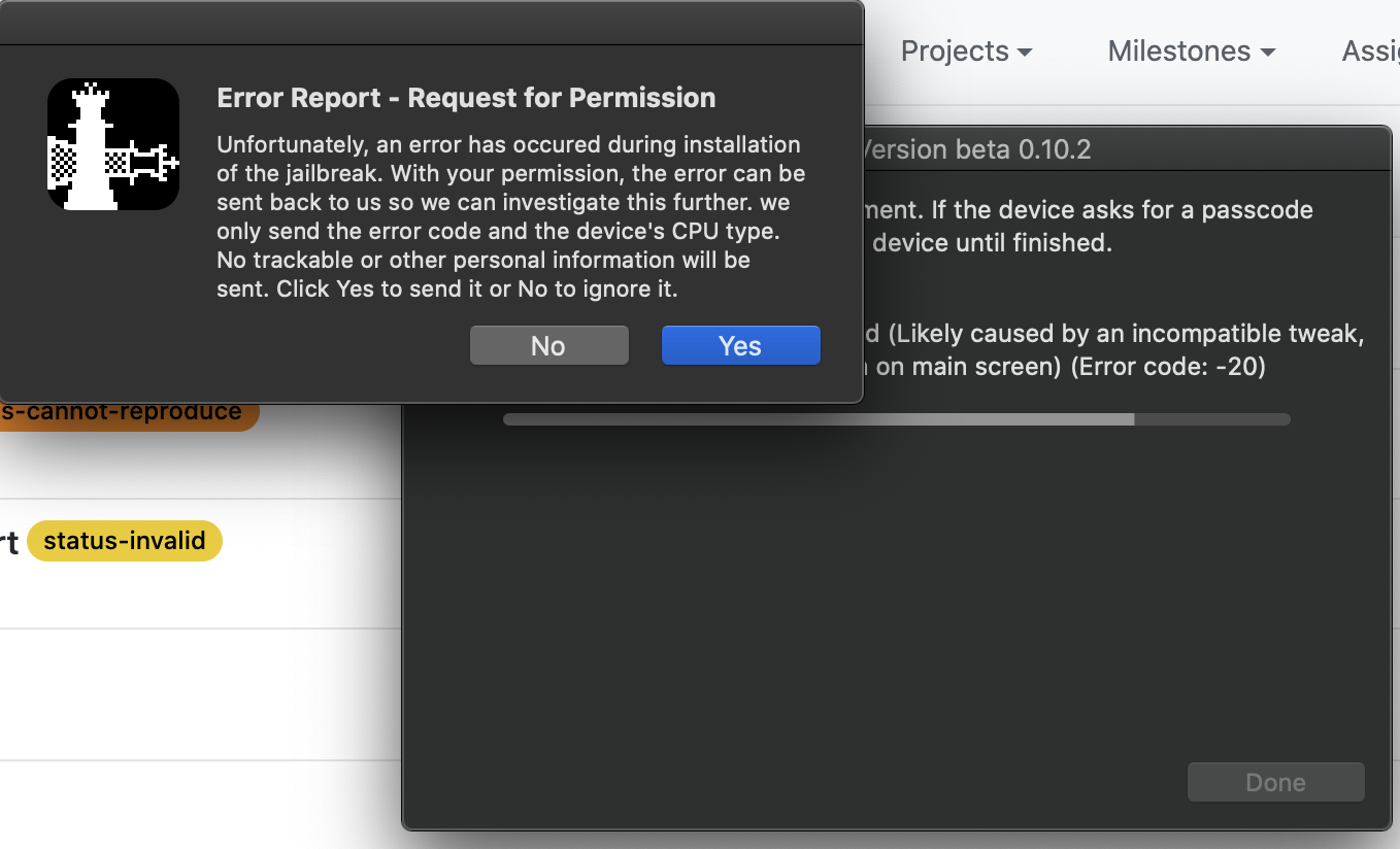 error code -20 · Issue #1663 · checkra1n/BugTracker · GitHub