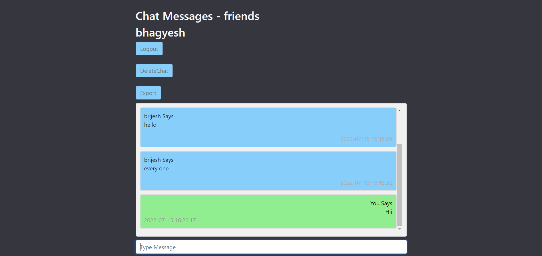 GitHub - Brijesh-007/Chat-Room: Based on room creation and chat. User ...