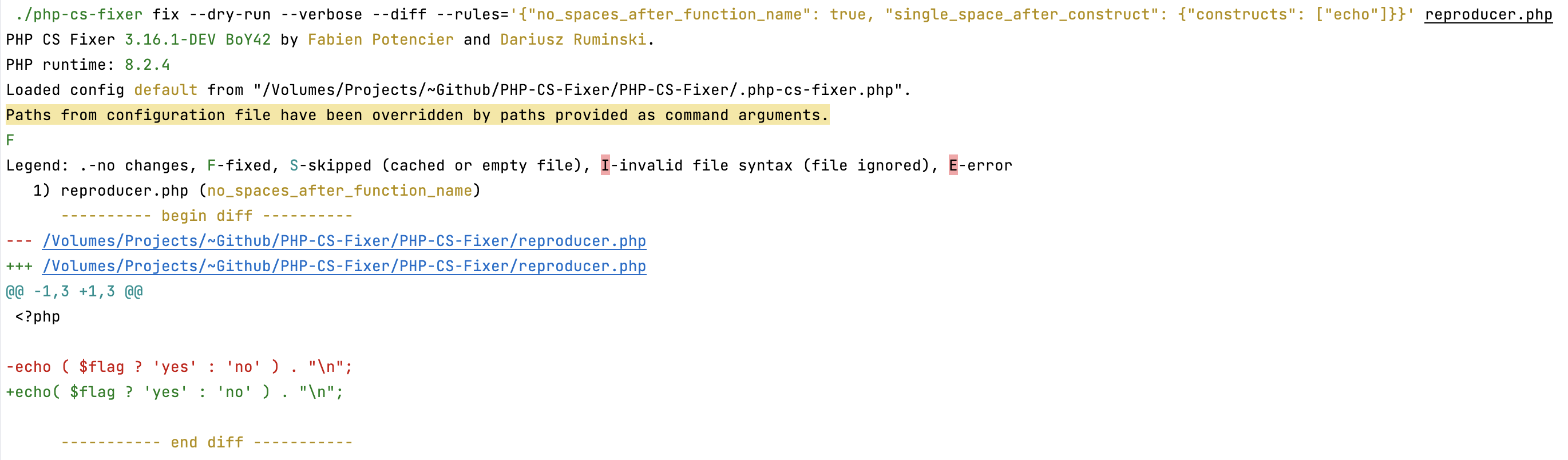 Nospacesafterfunctionname Conflict With Singlespaceafterconstruct · Issue 5712 · Php Cs 