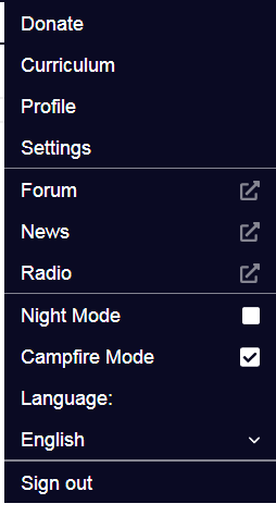 Add campfire mode to nav menu · Issue #44040 · freeCodeCamp ...