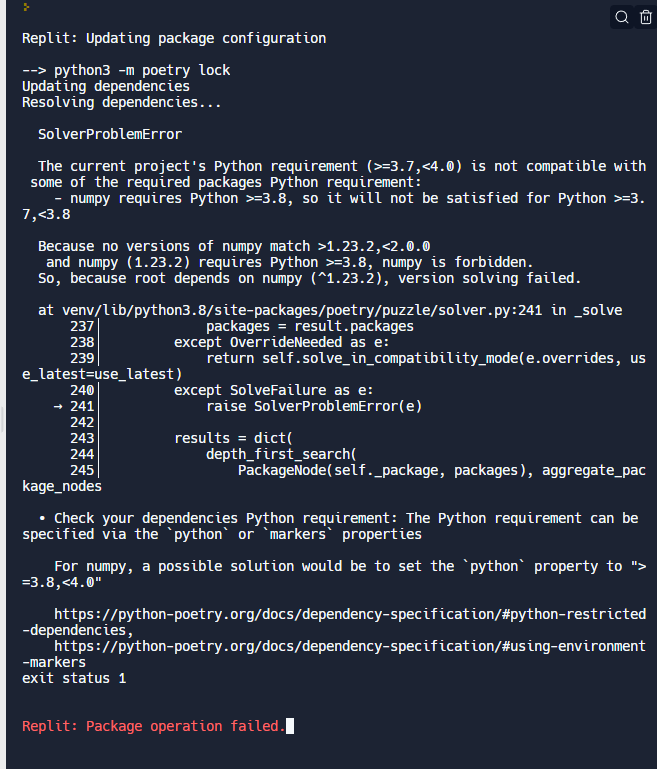 Dependency handling in boilerplates on Replit, and update status for ...