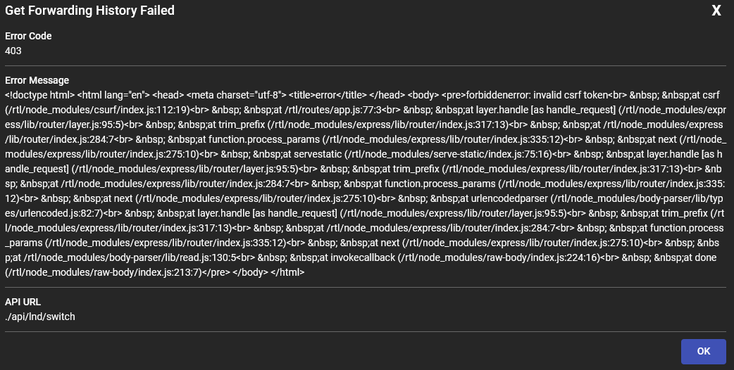 504/403 errors on RTL in BTCPAYSERVER · Issue #845 · Ride-The-Lightning/RTL · GitHub