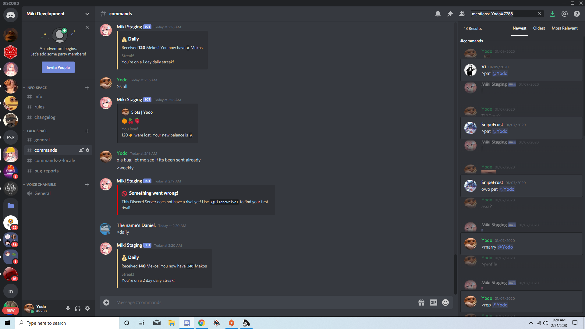Miki not calculating the correct Daily Streak. · Issue #615 · veldtech ...