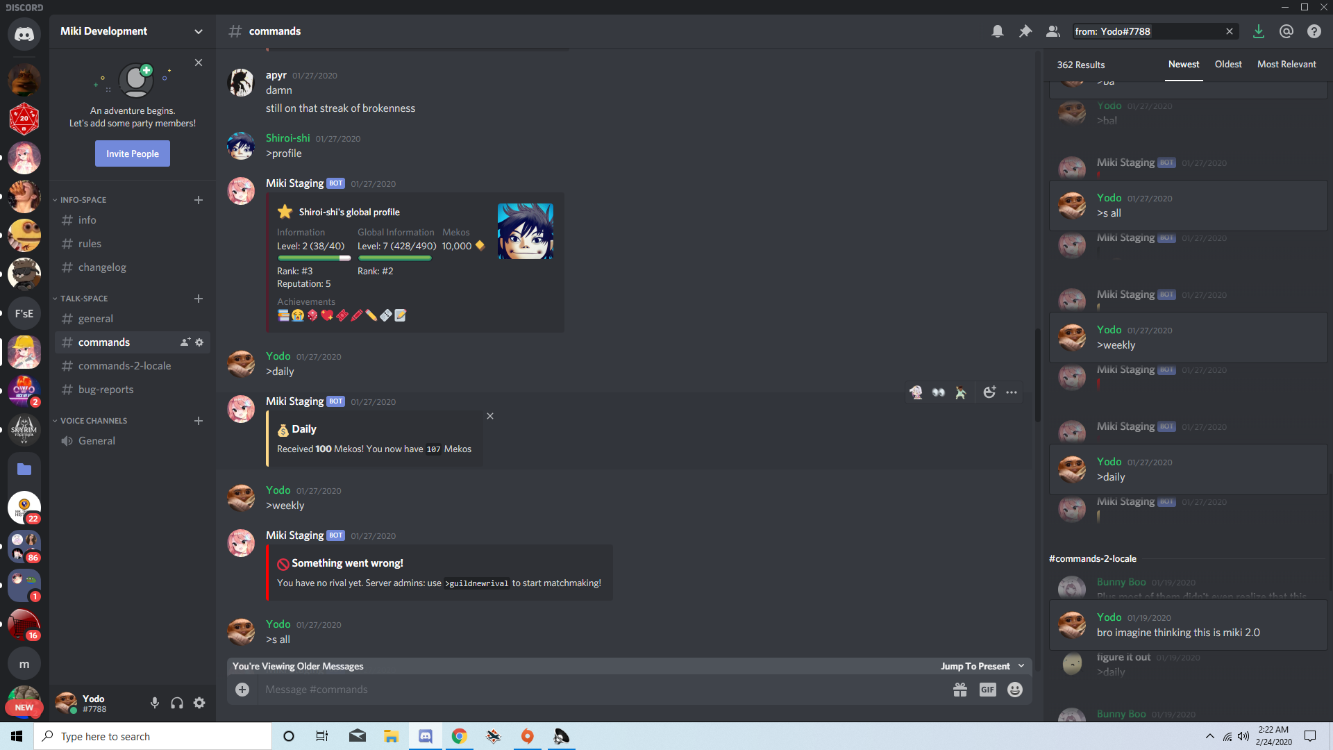 Miki not calculating the correct Daily Streak. · Issue #615 · veldtech/miki-bot · GitHub