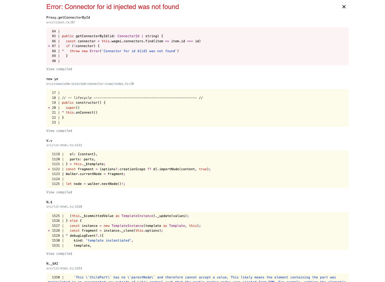 Using wagmi MetaMask connector conflicts with InjectedConnector · Issue ...