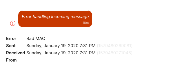 Error handling incoming message / Send Failed : Bad MAC · Issue #3898 · signalapp/Signal-Desktop ...