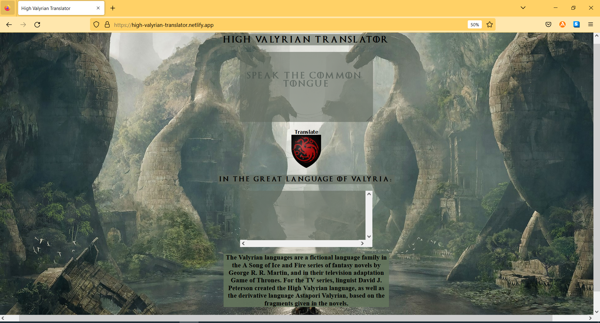 GitHub - AmeyaP29/mark-7-valyrian-translator: This website translates ...