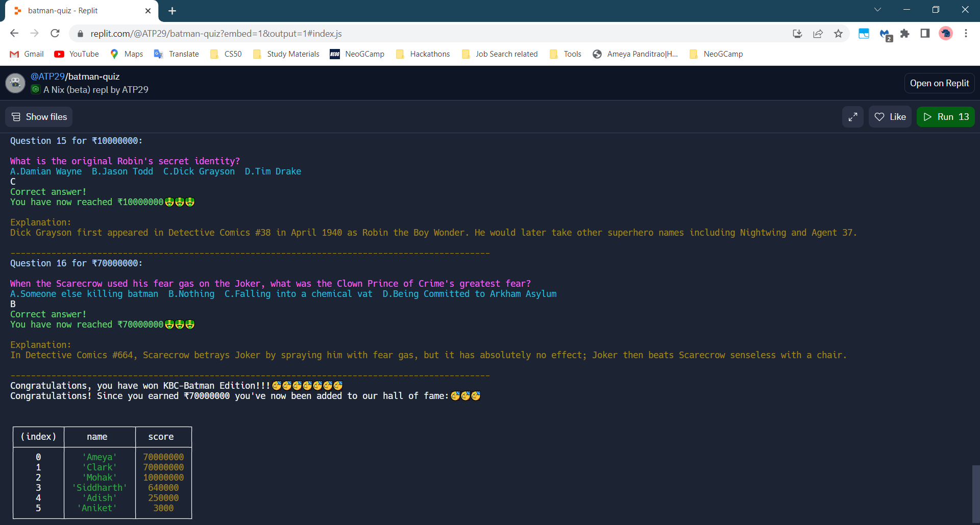 GitHub - AmeyaP29/mark-2-batman-quiz: A KBC Style Batman Quiz